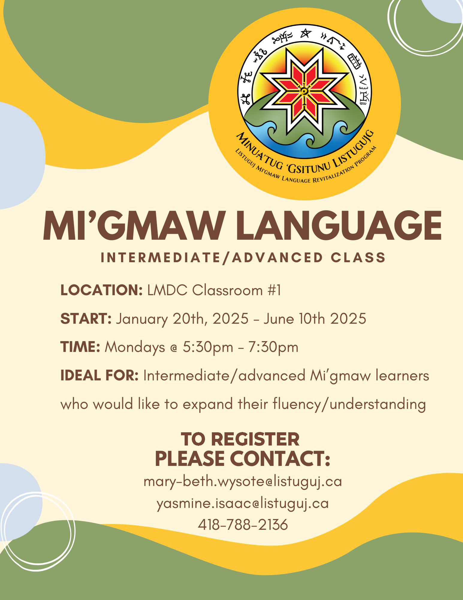 Mi'gmaw Language Intermediate/Advanced Class Registration - Listuguj Mi ...